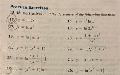 Solved Practice Exercises 15 48 Derivatives Find The