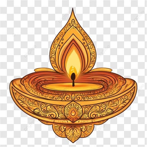 화려한 황금 디왈리 Diya 클립 아트 축제 인도 오일 램프 그림 화려한 디왈리 램프 금 디야 클립 아트 인도 축제 디야 Png 일러스트 및 이미지 에 대한 무료