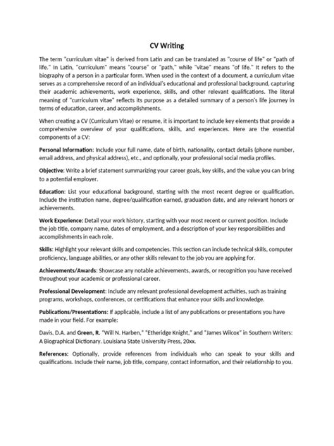 Creating A Cv 1 Pdf Computer Programming Web Development