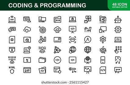 Customizable Coding Programming Icons Vector Graphics Stock Vector Royalty Free
