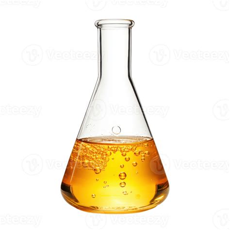 Amber Liquid In Erlenmeyer Flask Science Experiment Lab Research 53205510 Png