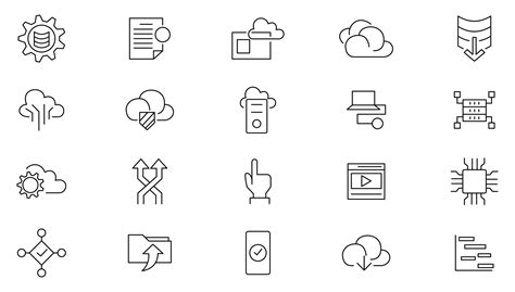 Data Storage Thin Line Icon Set Big Data Data Security Cloud Computing And Technology Outline