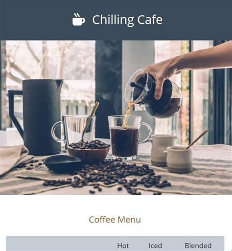 Chilling Cafe Free One Page Html Template Designhooks