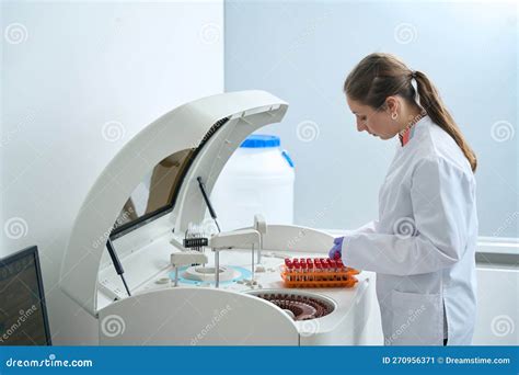 Woman Conducts Laboratory Diagnostics In The Testing Unit Stock Image
