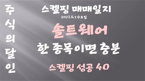솔트웨어ㅣ한 종목으로 뽕뽑기ㅣ스캘핑ㅣ성공타점ㅣ주식단타 매매일지ㅣ202306070900 Youtube