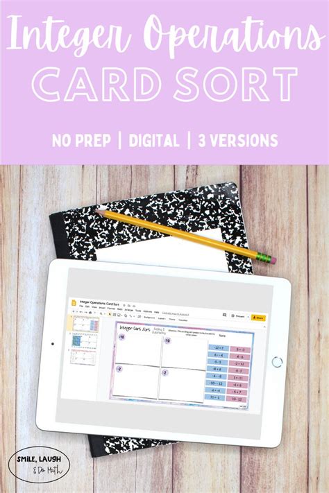 integer operations digital card sort activity integer operations sorting cards middle