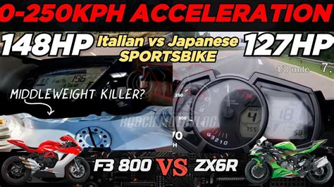 Mv Agusta F3 800 🆚️ Kawasaki Zx6r 0 250kph Acceleration Top Speed