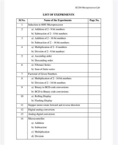 Microprocessor Lab EC 204 Microprocessor Lab Manual Meradesh In