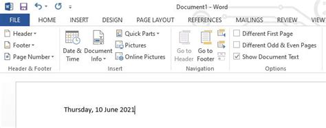 Insert A Header And Footer In Ms Word Geeksforgeeks