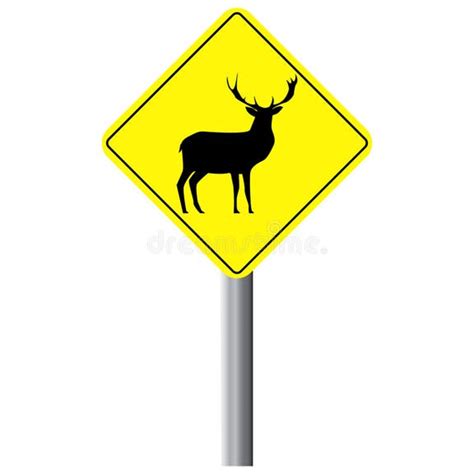 Deer Silhouette Wildlife Crossing Sign Board Vector Illustration Set