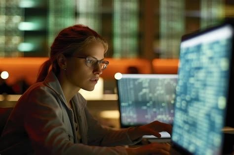 Premium Ai Image A Scientist Analyzing Data On A Computer In A Research Lab Generative Ai
