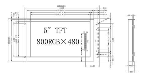 5 inch 800x480 tft module with ra8875 parallel spi iic interface view