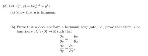 Solved 3 Let u x y log x2 y² a Show that u is Chegg com
