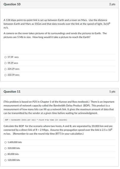solved question 10 2 pts a 128 kbps point to point link is