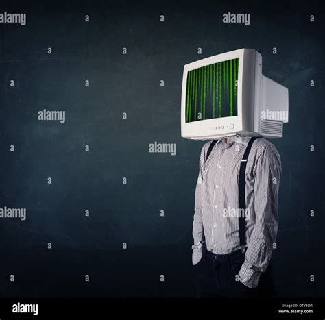 Cyber Human With A Monitor Screen And Computer Code On The Display Stock Photo Alamy