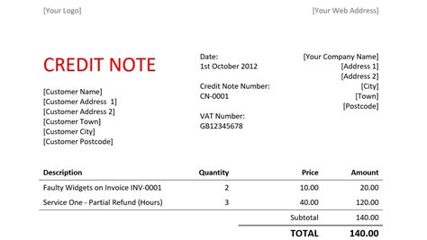 Credit Note Form