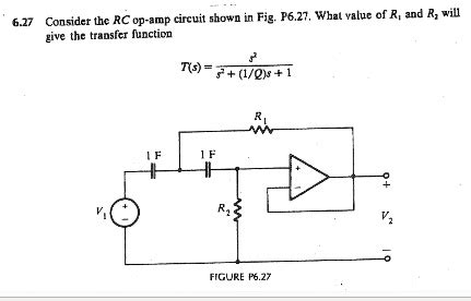 SOLVED 6 27 Consider The RC Op Circuit Shown In Fig P6 27 What Value Of R And R Will Give