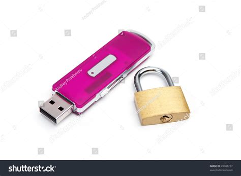 Usb Flash Drive Lock On White Stock Photo Shutterstock