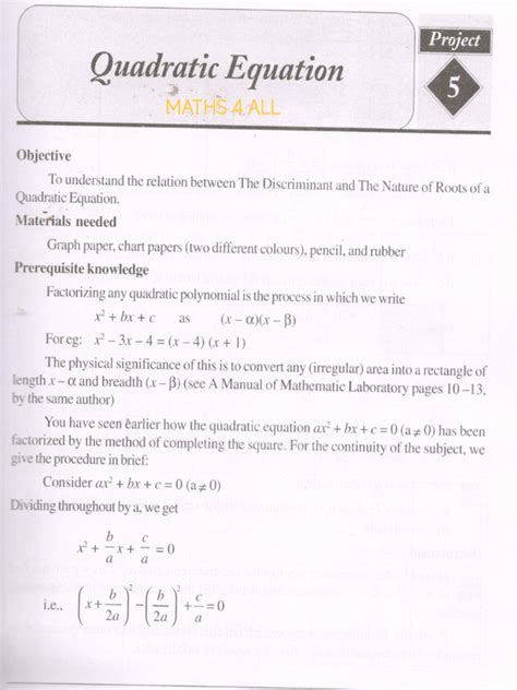 10th Fa2 Project Quadratic Equations Pdf