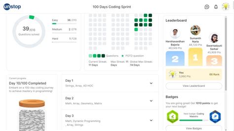 🚀 Just Hit A 10 Day Streak On The Unstop 100 Days Coding Sprint Ayush Singh
