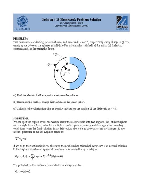jackson 4 10 homework problem solution pdf equations sphere