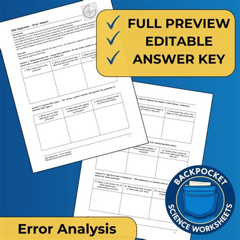 Dna Replication Error Analysis Review Worksheet By Back Pocket