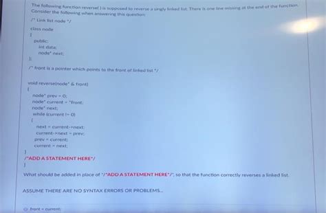 Solved The Following Function Reverse Is Supposed To Chegg