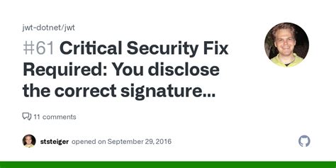 Critical Security Fix Required You Disclose The Correct Signature With