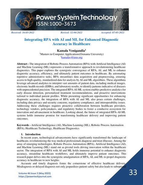 Pdf Integrating Rpa With Ai And Ml For Enhanced Diagnostic Accuracy In Healthcare