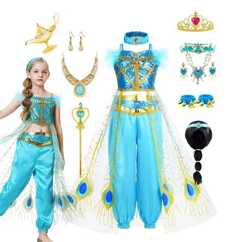 Костюм Жасмин для девочек платье Аладдина вечерние костюмы индийской принцессы на Хэллоуин