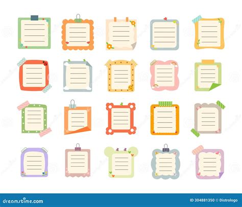 Blank Cute Paper Notes Vector Illustration Element Set Of Paper Notes