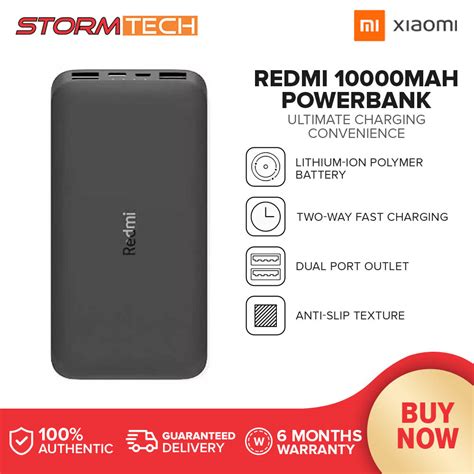 Xiaomi Redmi Mah Power Bank Dual Output Micro Usb Usb C Input Two Way Fast Charging