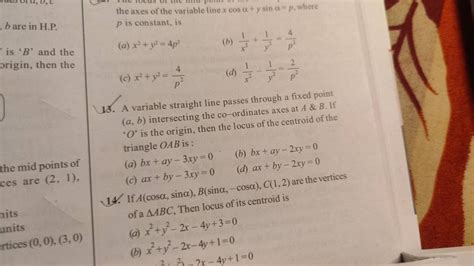 The Axes Of The Variable Line Xcosαysinαp Where P Is Constant Is