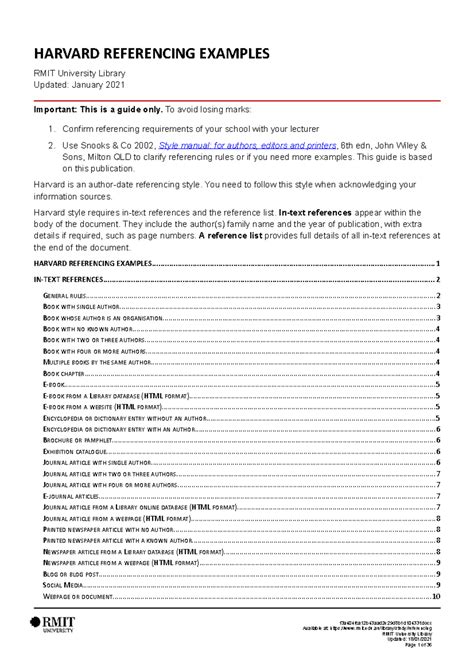 Harvard Referencing Examples HARVARD REFERENCING EXAMPLES RMIT University Library Updated