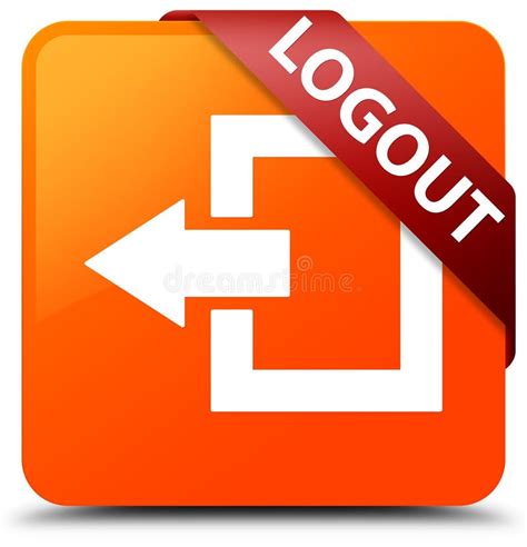 Logout Orange Square Button Red Ribbon In Corner Stock Illustration Illustration Of Disconnect
