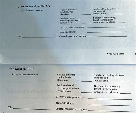 Solved Sulfur Tetrafluoride Sf4 Valence Electrons Used In Lewis Structure 34 Number Of