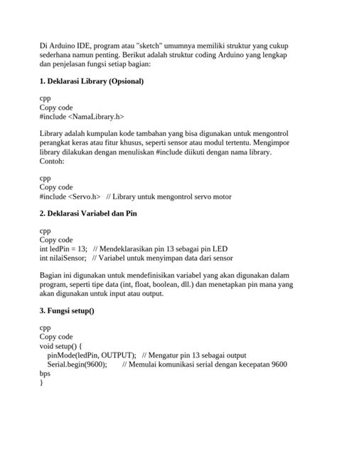 Ringkasan Struktur Coding Arduino Pdf