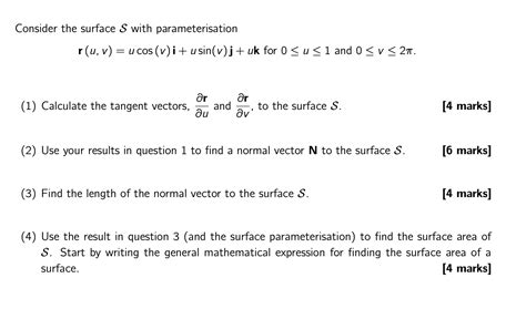 Solved Consider The Surface S With Parameterisation Ru V