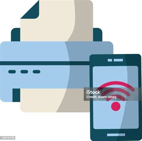 원격 위치 프린터 디자인 기계 통신 개념 M2m 장치 상호 작용 벡터 아이콘 디자인 사물 인터넷 기호 유니버설 오브젝트 상호 작용과 연결된 스마트폰 0명에 대한 스톡 벡터