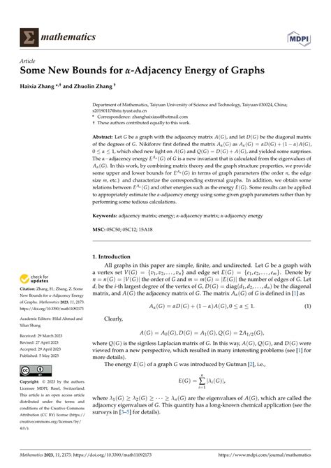 Pdf Some New Bounds For α Adjacency Energy Of Graphs