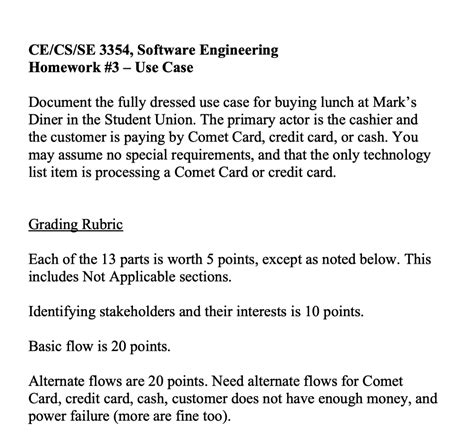 CE CS SE 3354 Software Engineering Homework 3 Use Chegg Com