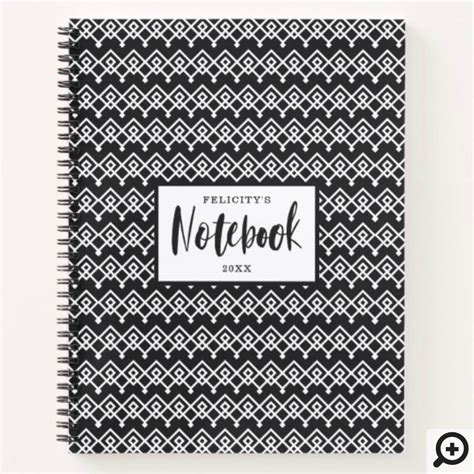 Black White Trendy Geometric Pattern Notebook Moodthology Papery