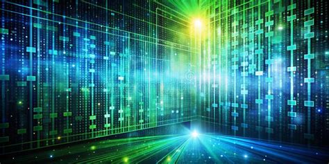 a mesmerizing visual representation of a dynamic digital data stream binary code flows in a