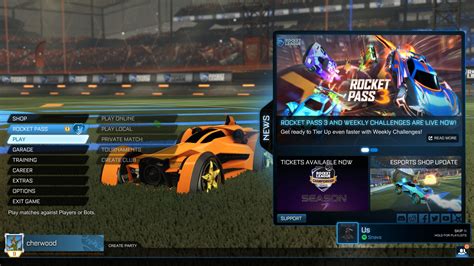 Main Menu Rocket League Interface In Game