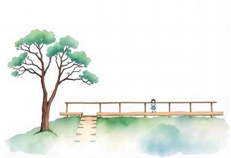 A Tree And A Bridge With A Man On It Premium Ai Generated Image