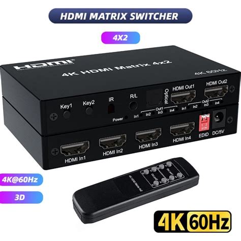 K Hz HDMI Matrix Switcher X X HDMI Switcher Splitter In Out With Optical Mm