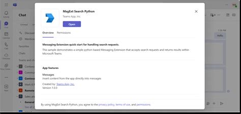 Messaging Extension Quick Start Code Samples Microsoft Learn