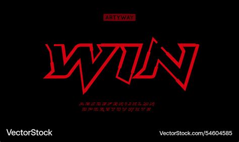 Edgy Sporty Font Alphabet Sharp Contour Dynamic Vector Image