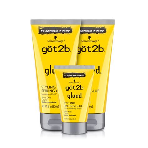 Got2b Glued Styling Spiking Hair Gel Set 2x6oz Tubes 1 Travel 1