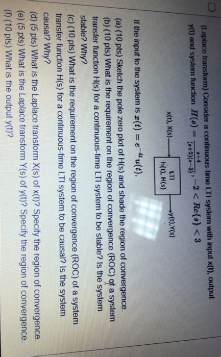 solved laplace transform consider a continuous time lti